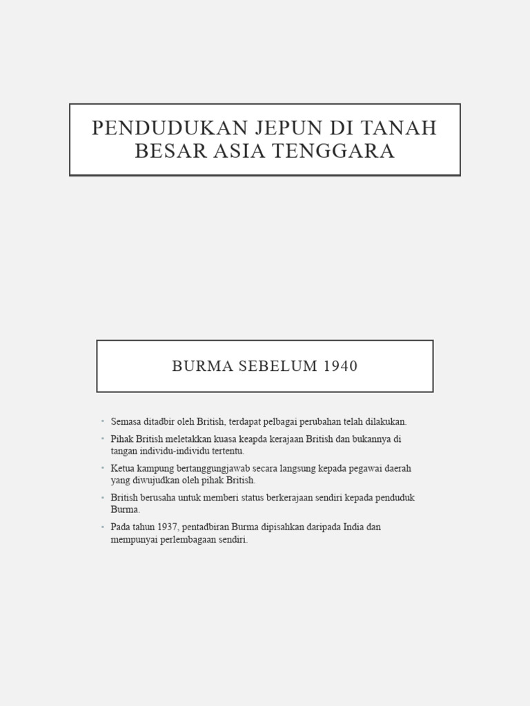 Pendudukan Jepun Di Tanah Besar Asia Tenggara | PDF