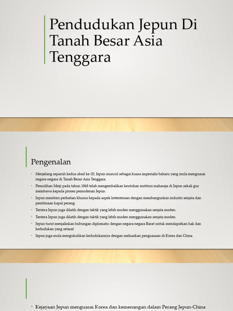 Pendudukan Jepun Di Tanah Besar Asia Tenggara | PDF