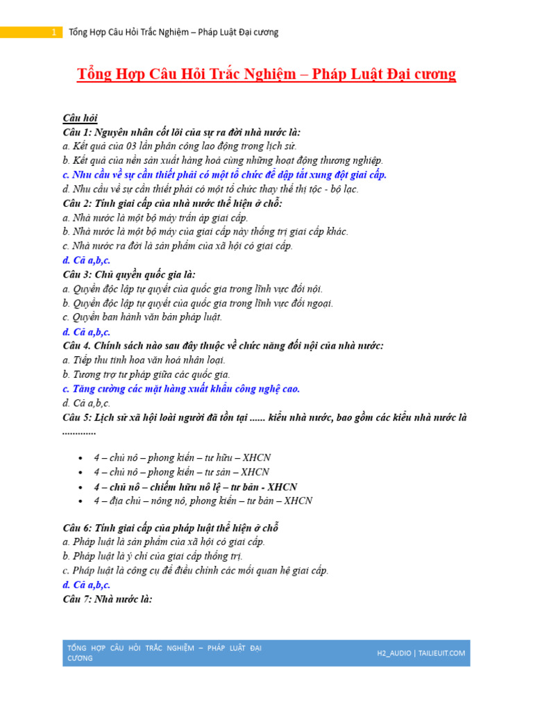 123doc Tong Hop Trac Nghiem Cau Hoi Pha | PDF