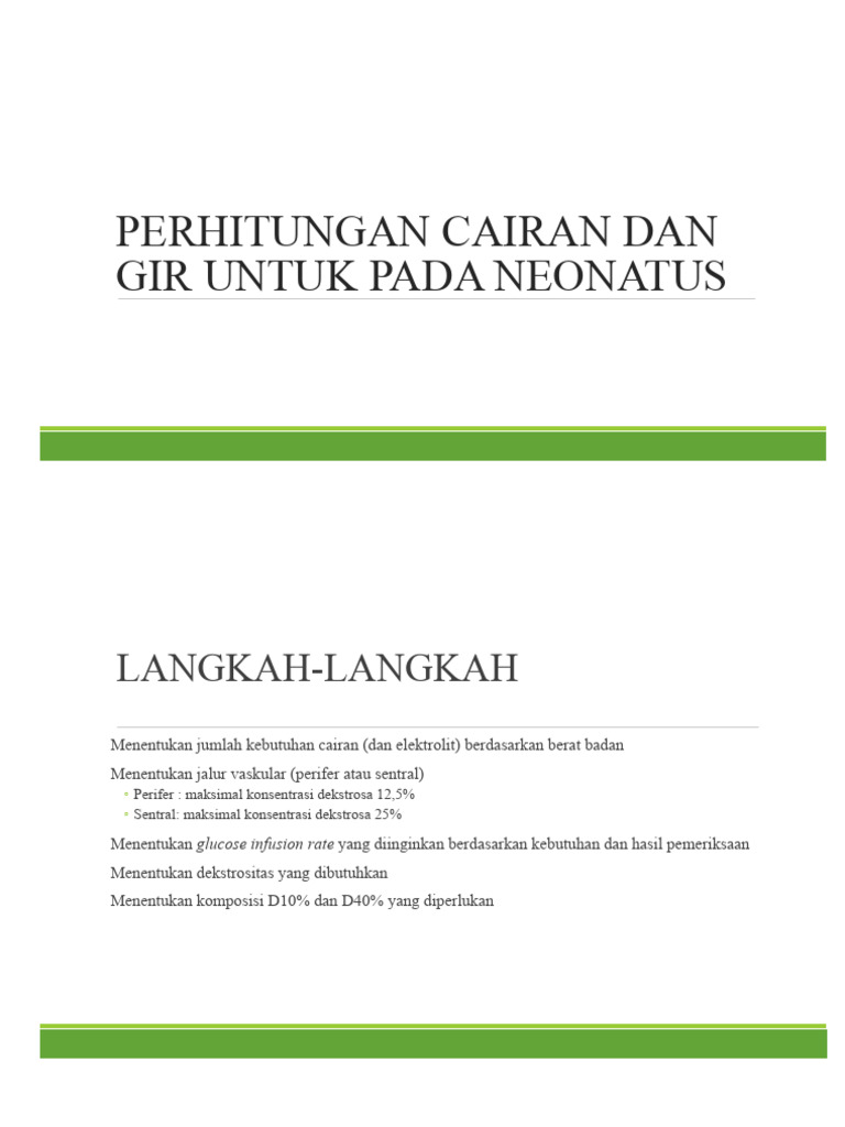 Perhitungan Cairan Dan Gir Pada Neonatus - pptx-2 | PDF
