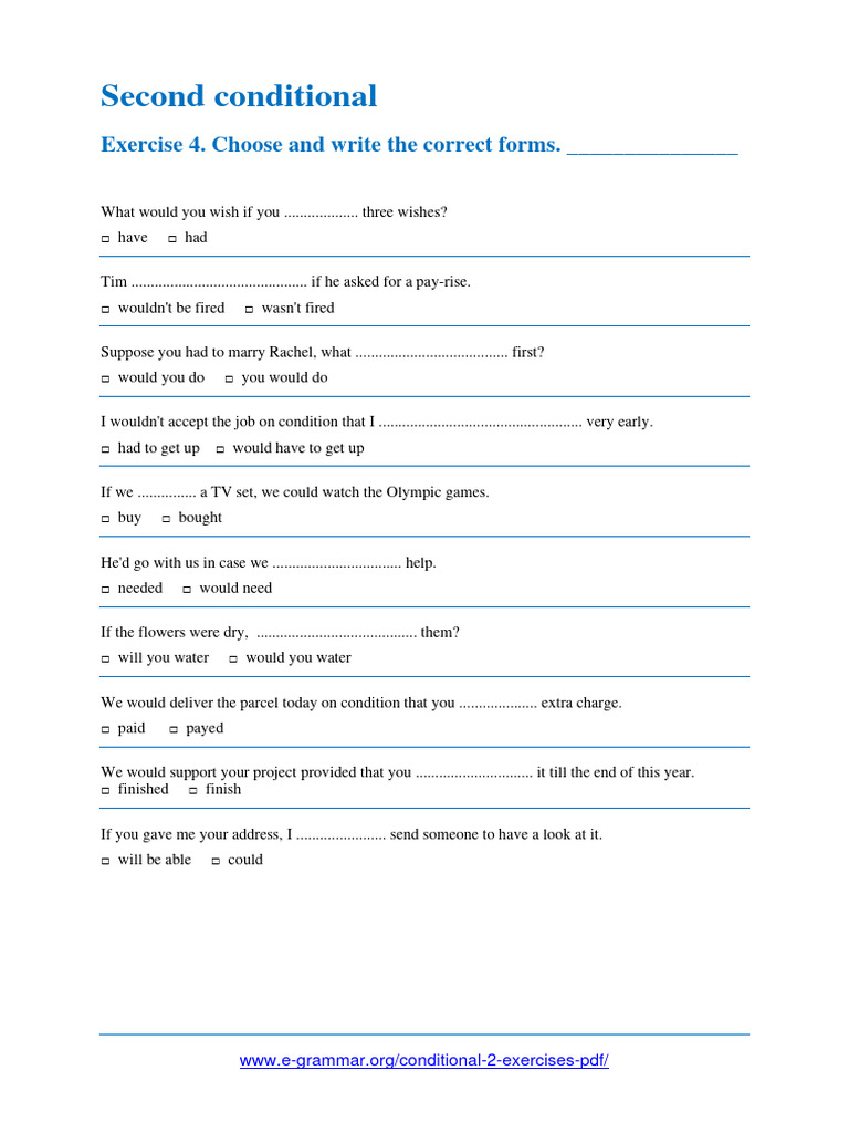 Second Conditional Exercise 4 Pdf 2912