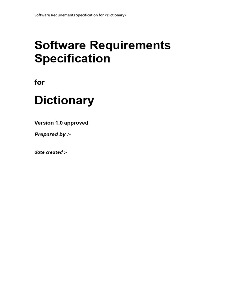 Software Requirements Specification: Version 1.0 Approved | PDF