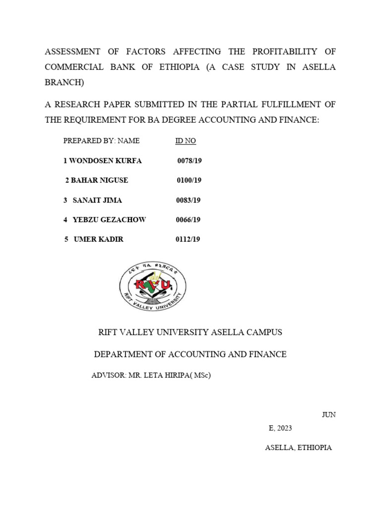 Wondsan Research Final | PDF | Banks | Methodology
