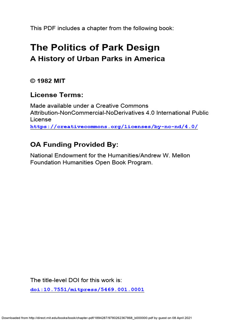 The Politics of Park Design | PDF | Parks