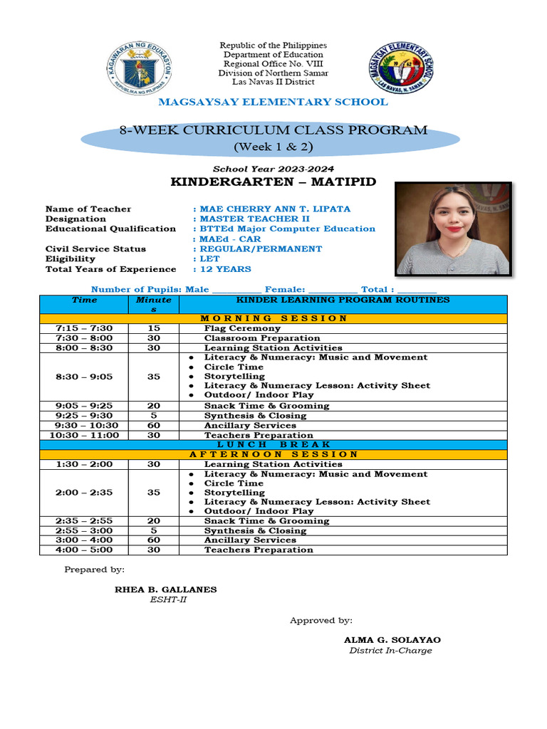 8 Week Curriculum Class Program | Download Free PDF | Teachers | Cognition