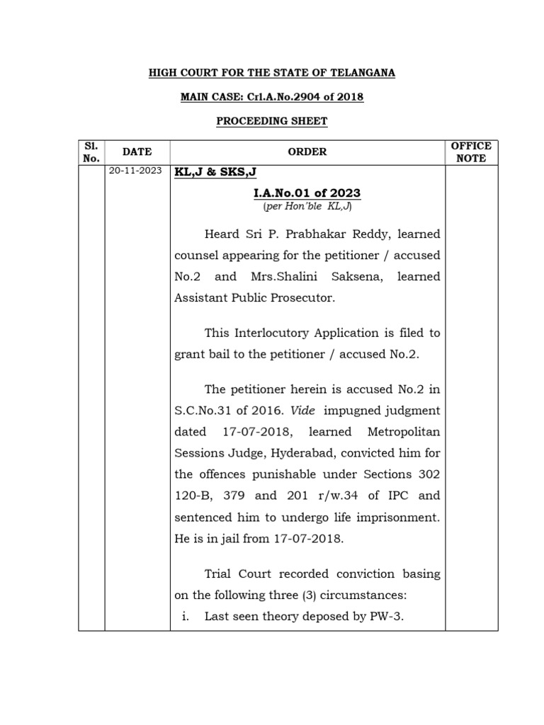 High Court For The State of Telangana MAIN CASE: Crl.A.No.2904 of 2018 ...