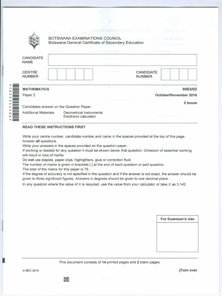 2016 Paper 2 | PDF