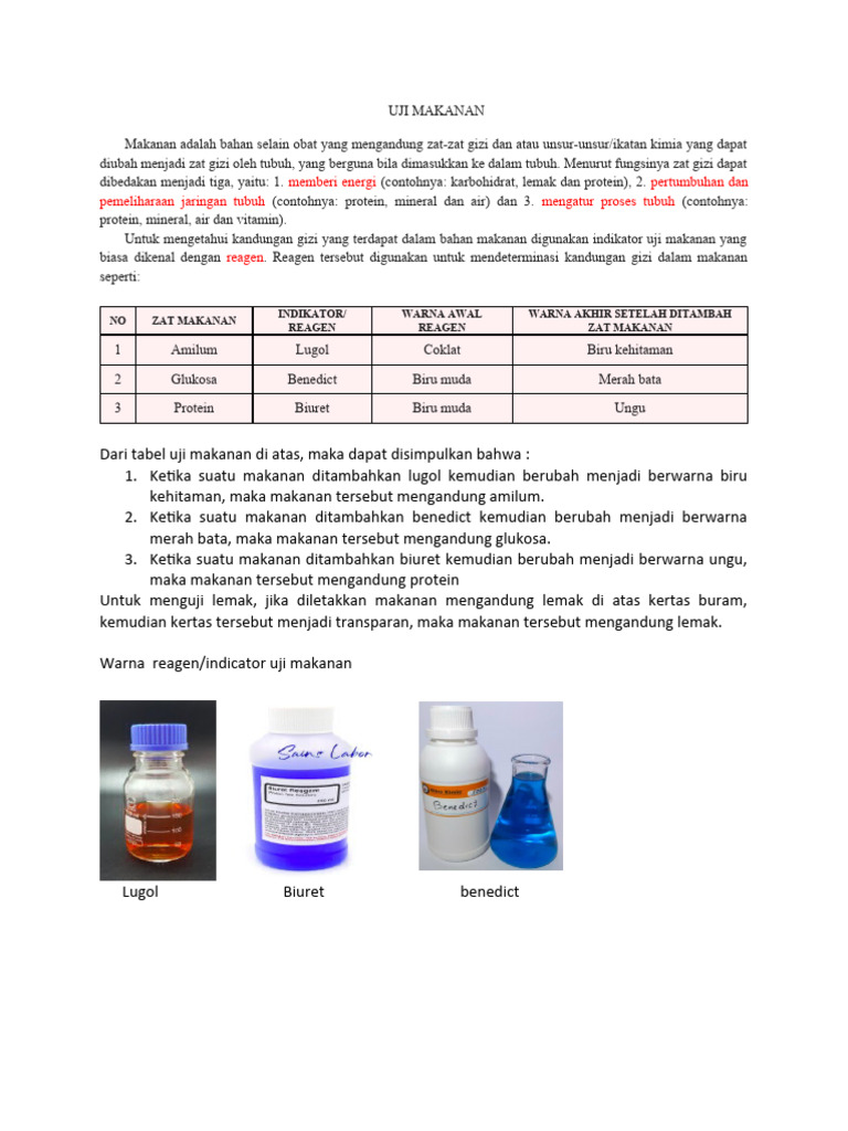 Tabel Uji Makanan | PDF