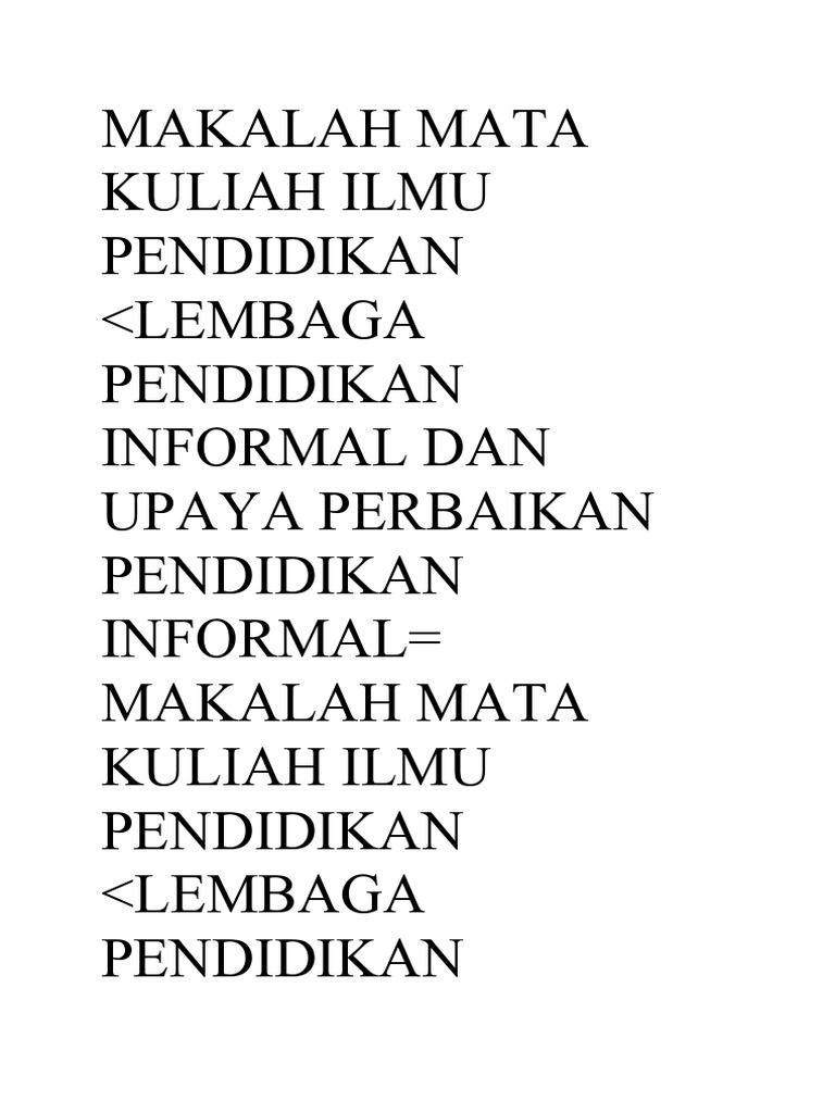 Pendidikan Formal, Informal, dan Nonformal | PDF | Karier ...