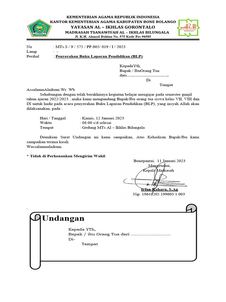 Undangan Penyerahan BLP | PDF