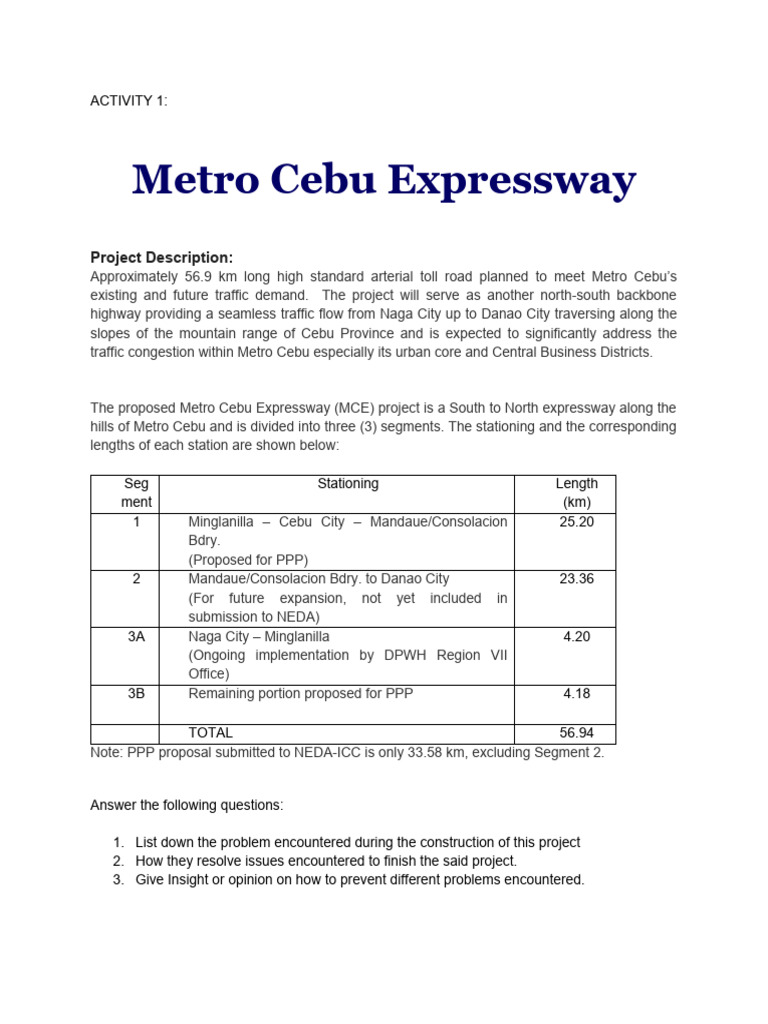 Metro Cebu Expressway Project Overview | PDF
