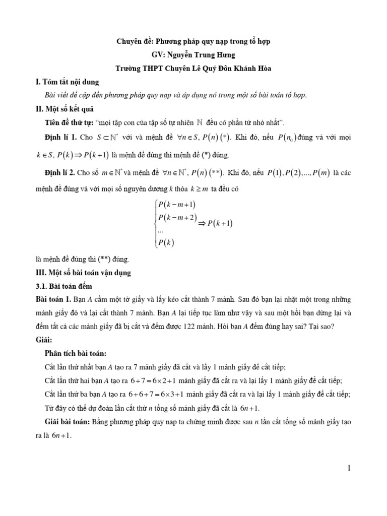 Chuyen de Phuong Phap Quy Nap Trong To Hop | PDF
