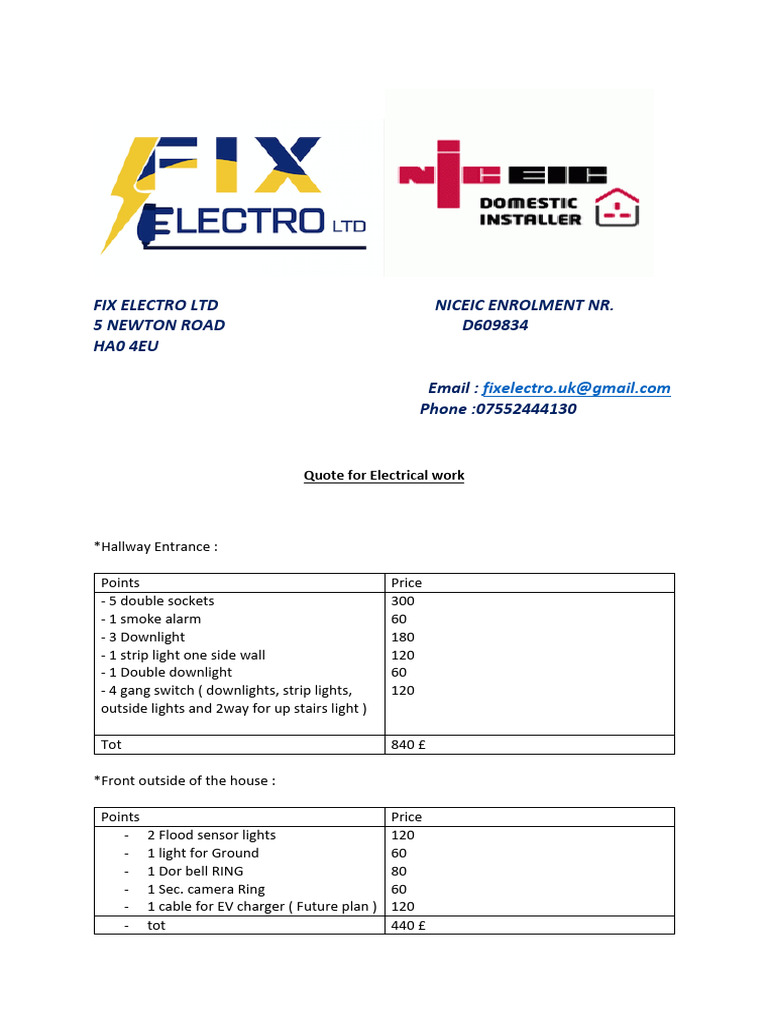 Electrical Works Specifications | PDF | Home Appliance | Equipment