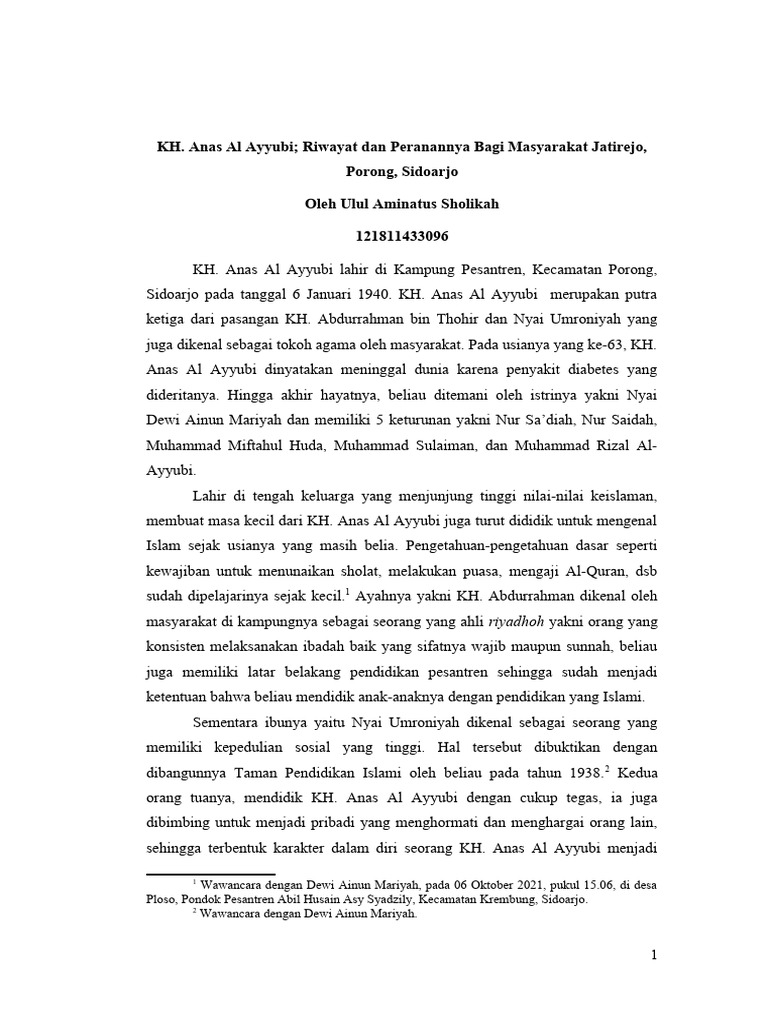 Biografi KH. Anas Al Ayyubi (UAS BIO) | PDF