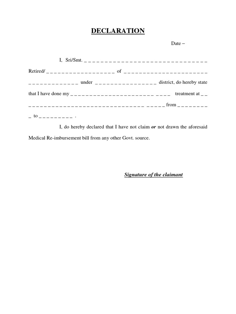 Essentiality Certificate for Medical Reimbursement | PDF | Health Care ...