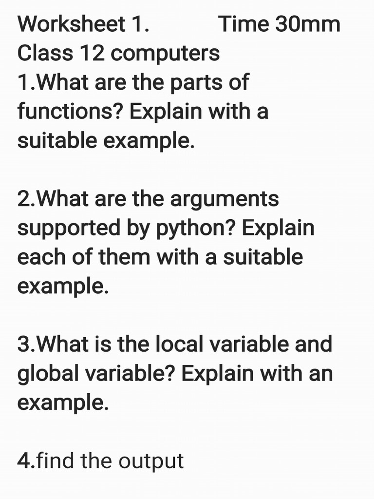 Computer Worksheet Class 12 | PDF