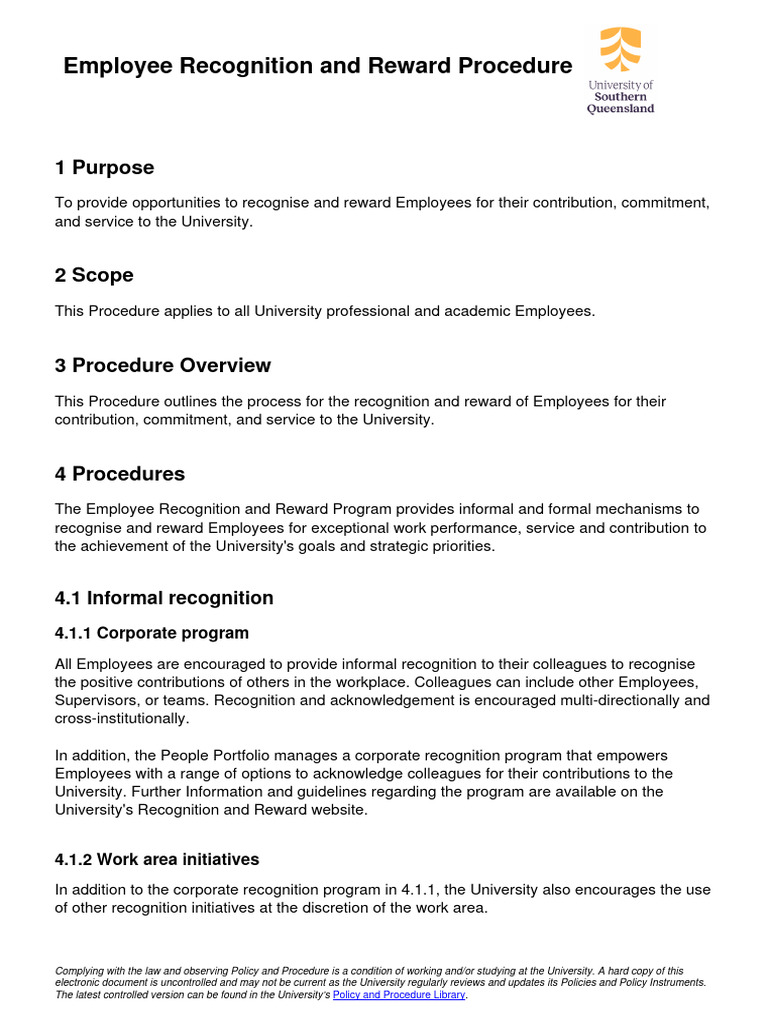 Employee Recognition and Reward Procedure | PDF | Conflict Of Interest ...