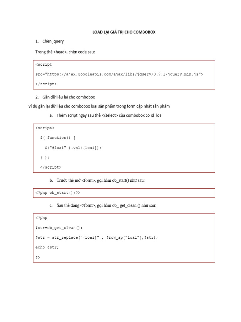 Load Lai Gia Tri Combobox | PDF