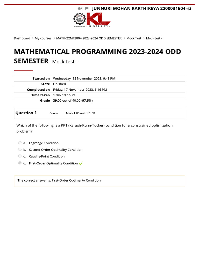 Mathematical Logic Mock Test