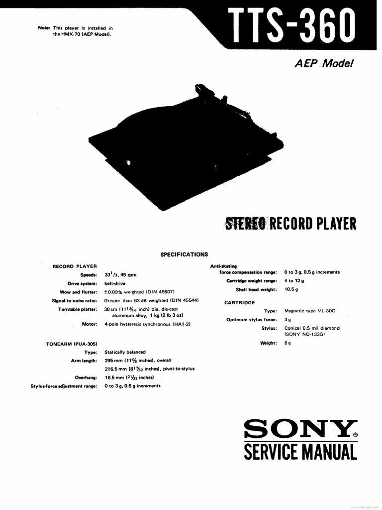 Ve Sony Tts-360 Service en | PDF