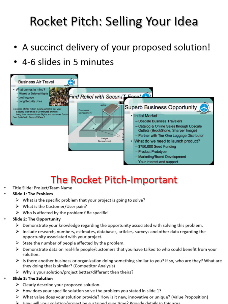 Rocket Pitch Guide for Entrepreneurs | PDF