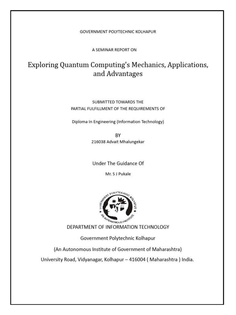 Seminar Report 216038 | PDF | Quantum Computing | Computing
