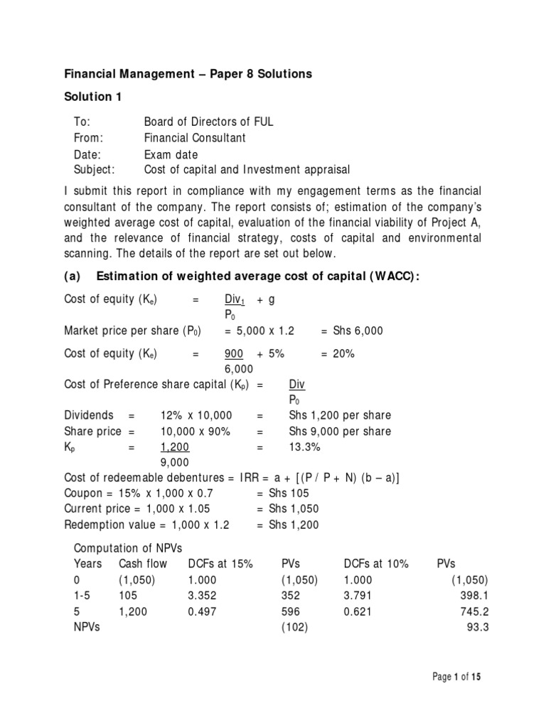 Financial Management Solutions: Paper 8 | PDF | Islamic Banking And Finance | Factoring (Finance)