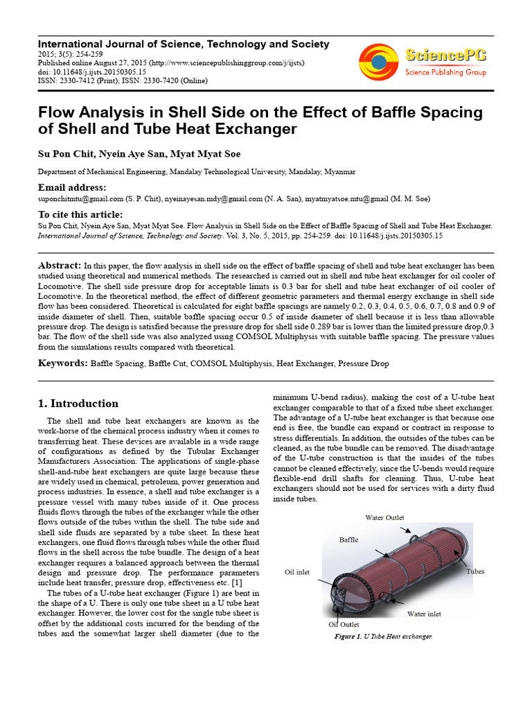 Flow Analysis in Shell Side On The Effect of Baffle Spacing of Shell and Tube Heat Exchanger ...