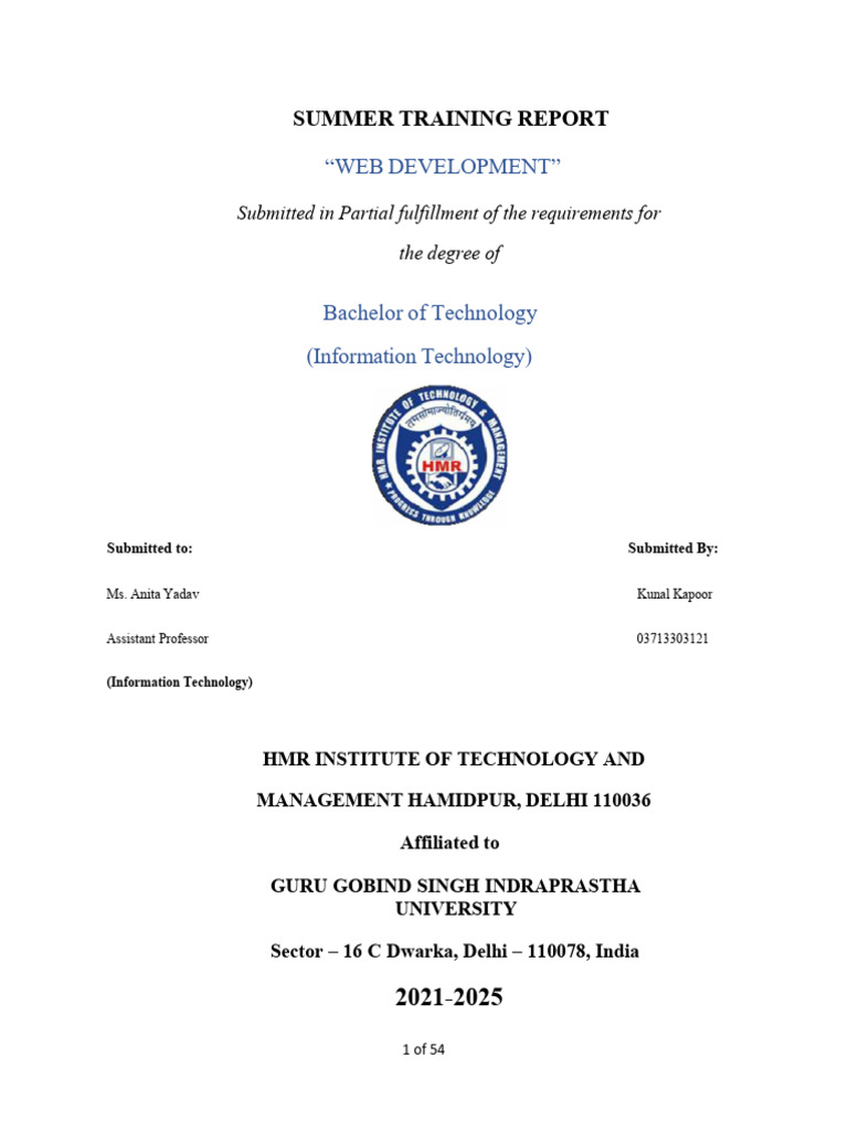 Kunal Report | PDF | Html Element | Java Script