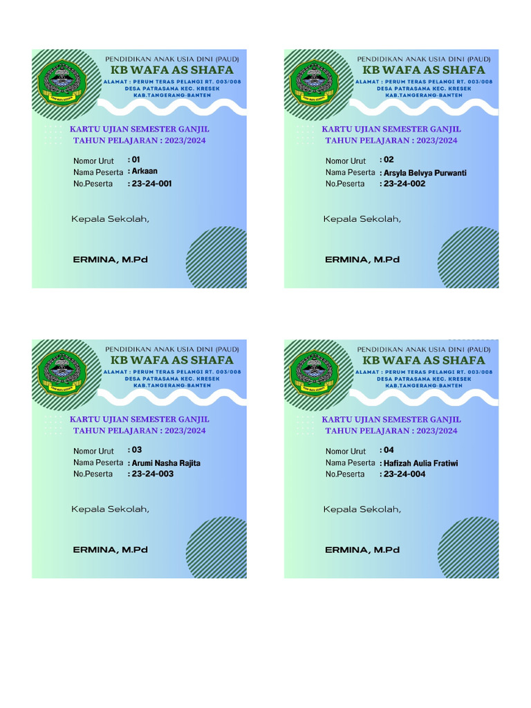 Name Tag Paud | PDF