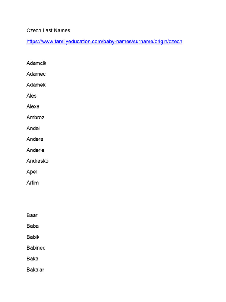 Spisak Čeških Prezimena | PDF | Art | Religion & Spirituality