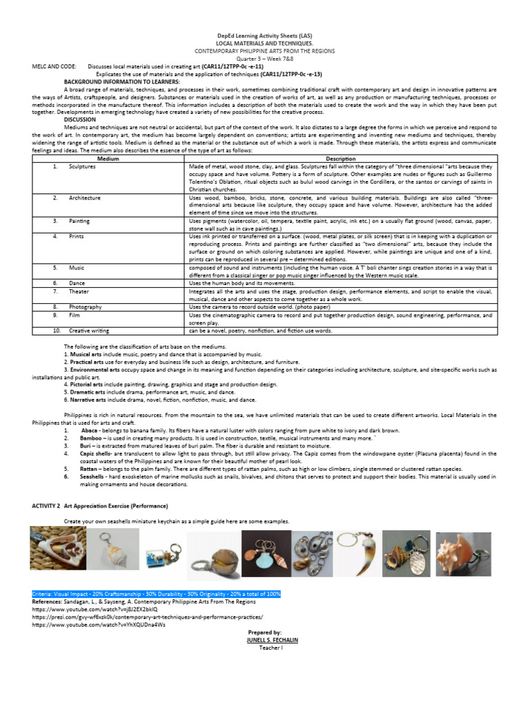 Local Materials in Philippine Arts | PDF | Paintings | Printmaking