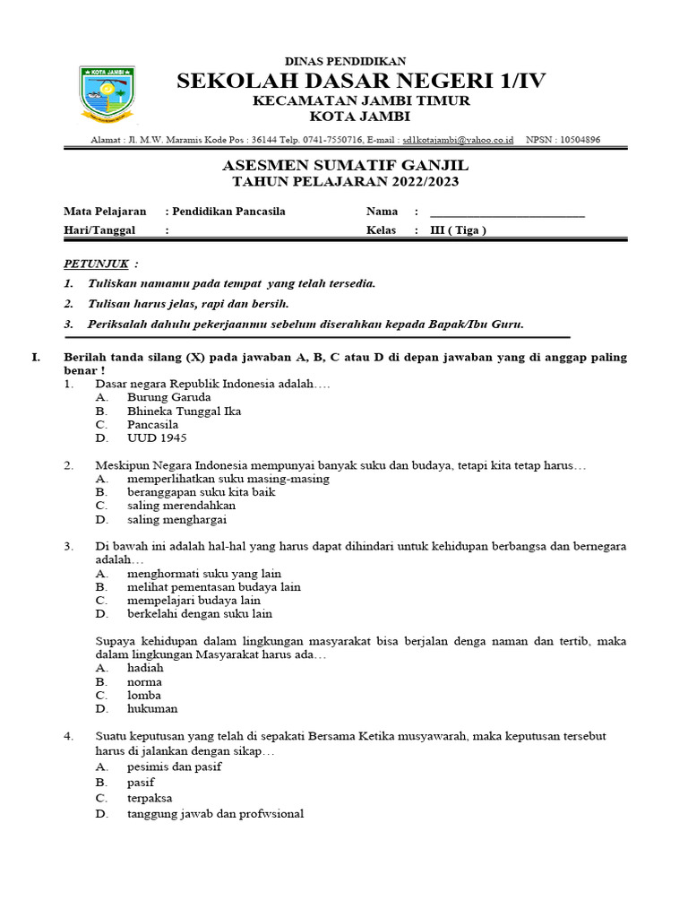 Asg 1 PPKN Kelas 3 | PDF