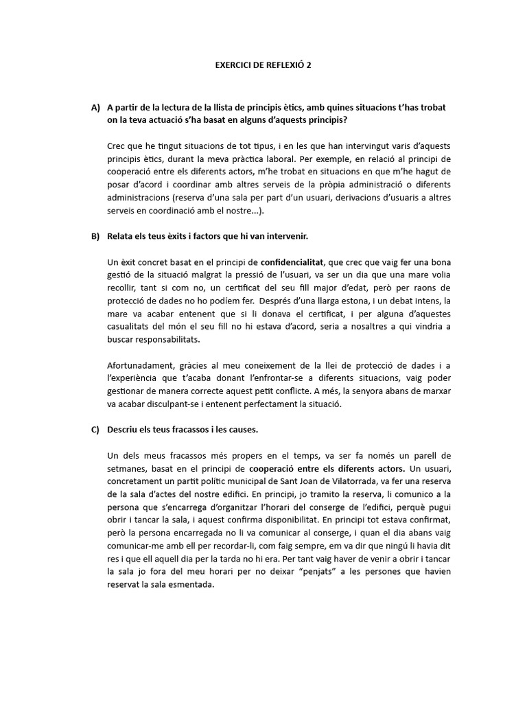 Exercici de Reflexió 2 | PDF