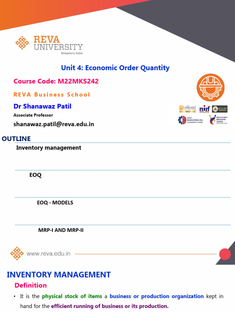 Unit 4 - POM-II | PDF | Warehouse | Inventory