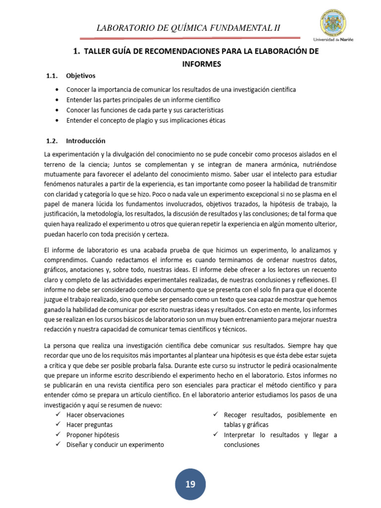 Guia para La Elaboracion de Informe | PDF | Experimentar | Método científico