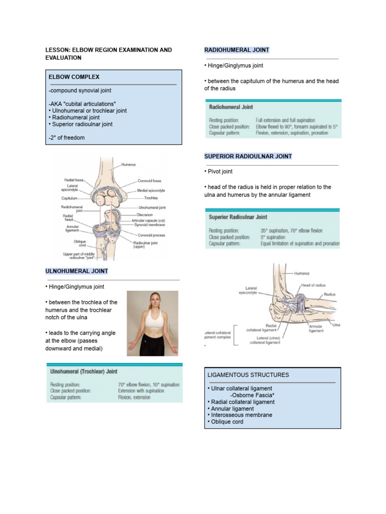 Lesson - Elbow Region Examination and Evaluation | PDF | Elbow ...