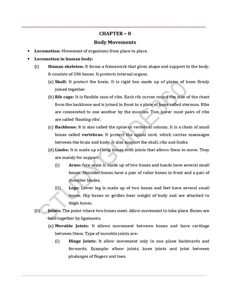 06 Science ch8 Body Movments Unlocked | PDF | Vertebral Column ...