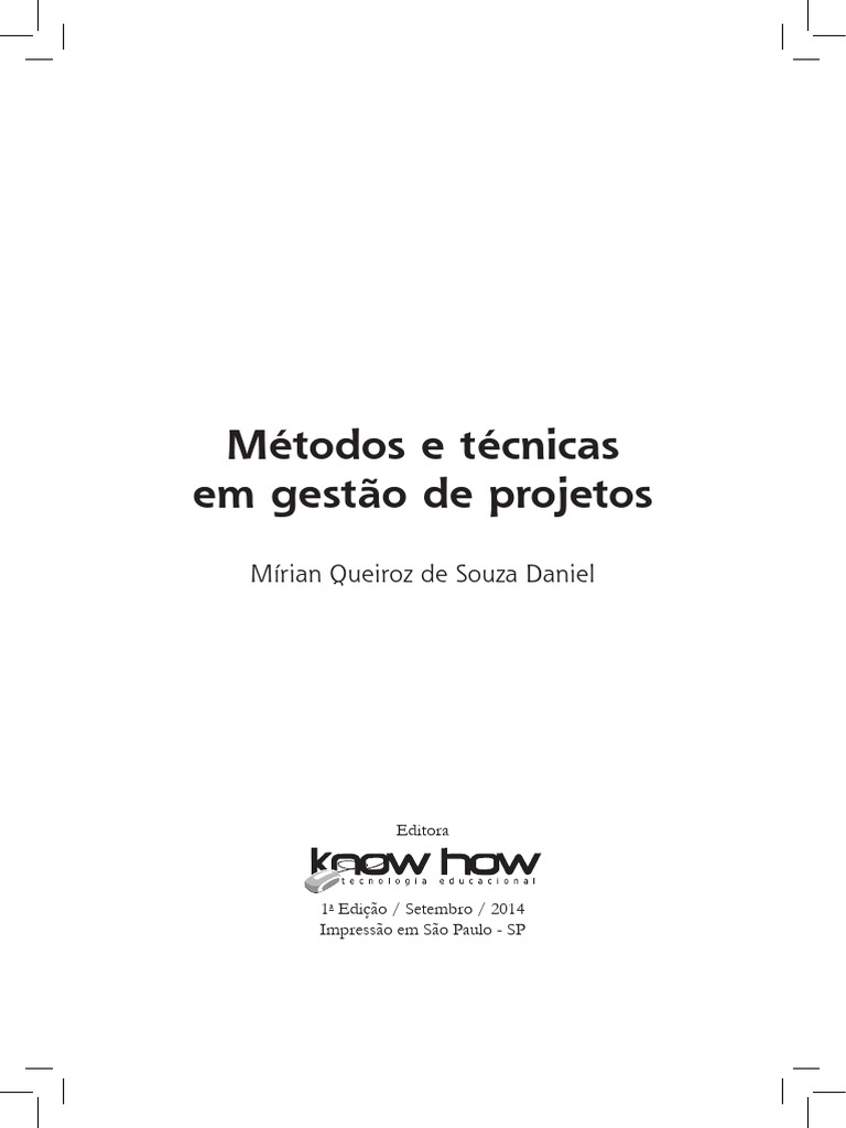 Metodos E Tecnicas Em Gestao De Projetos Pdf Pedagogia Planejamento