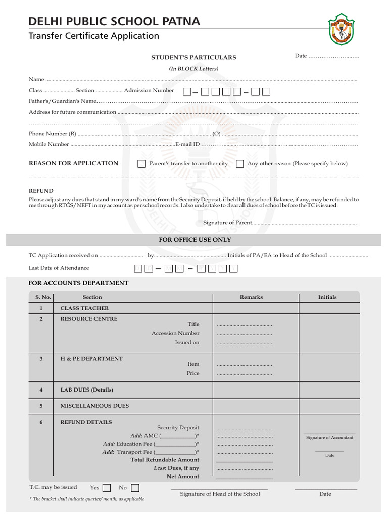 TC Application Form Patna | PDF | Service Industries