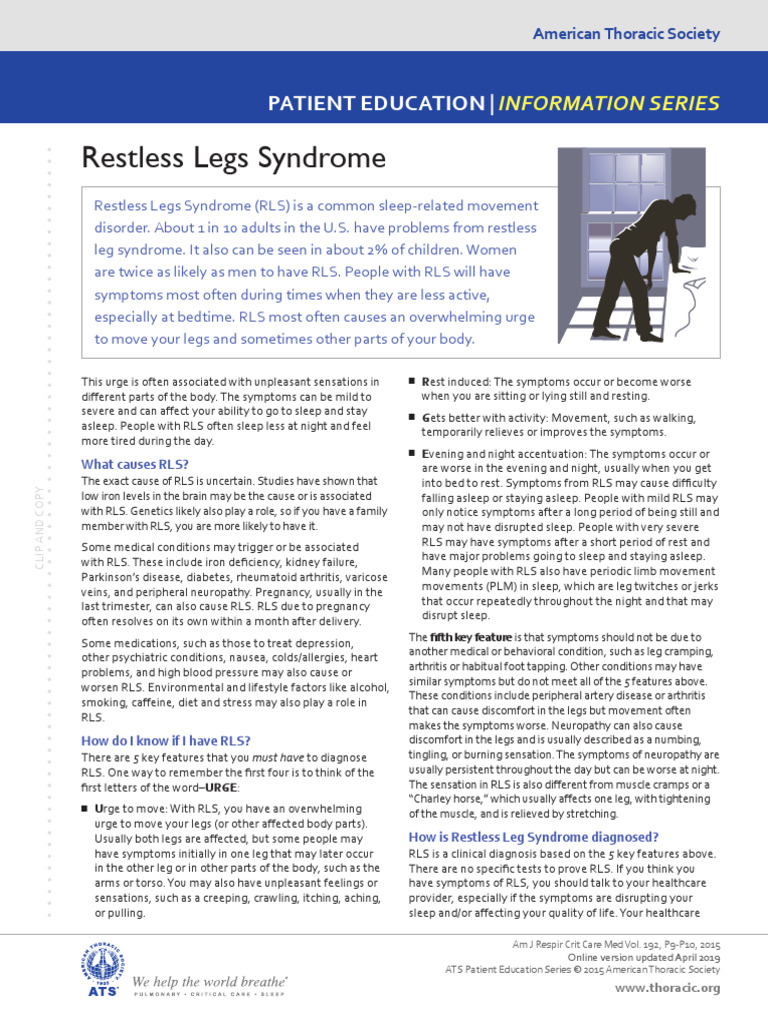 Restless Legs Syndrome: Patient Education | Download Free PDF | Sleep ...