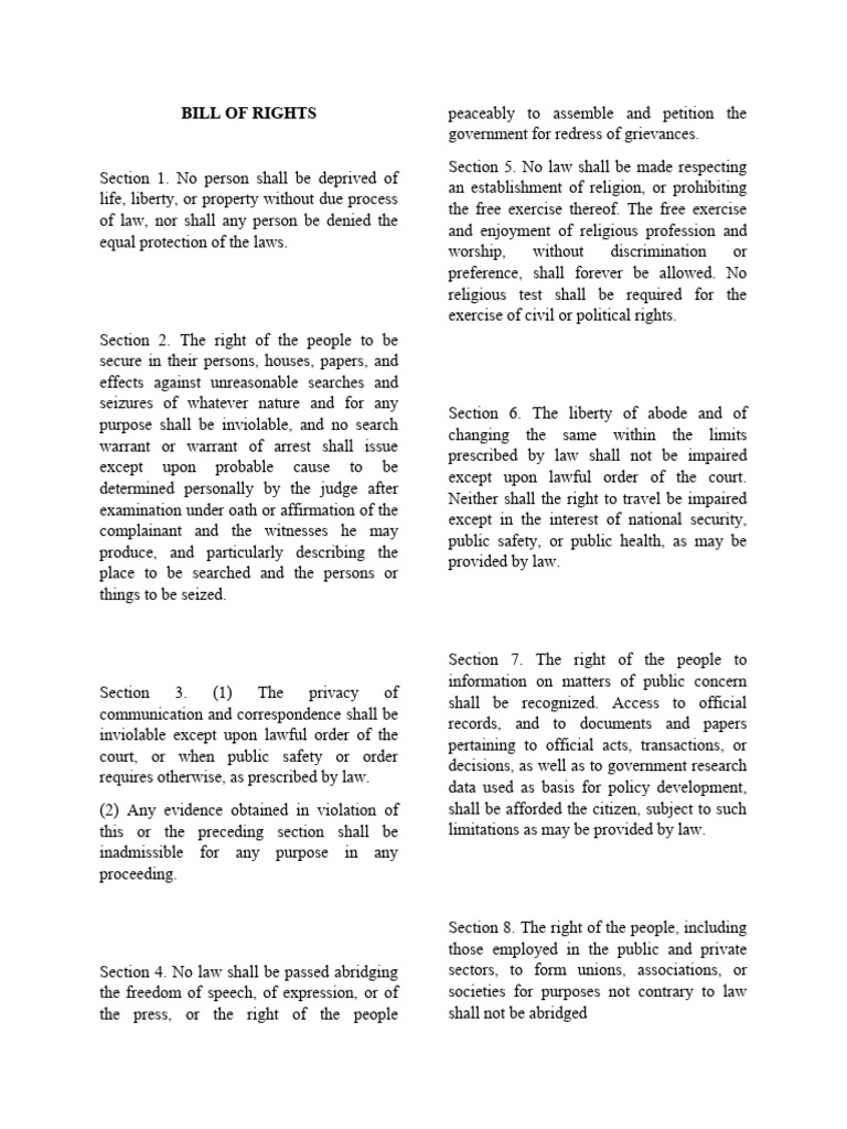 NSTP (Bill of Rights) | PDF | Search And Seizure | Habeas Corpus