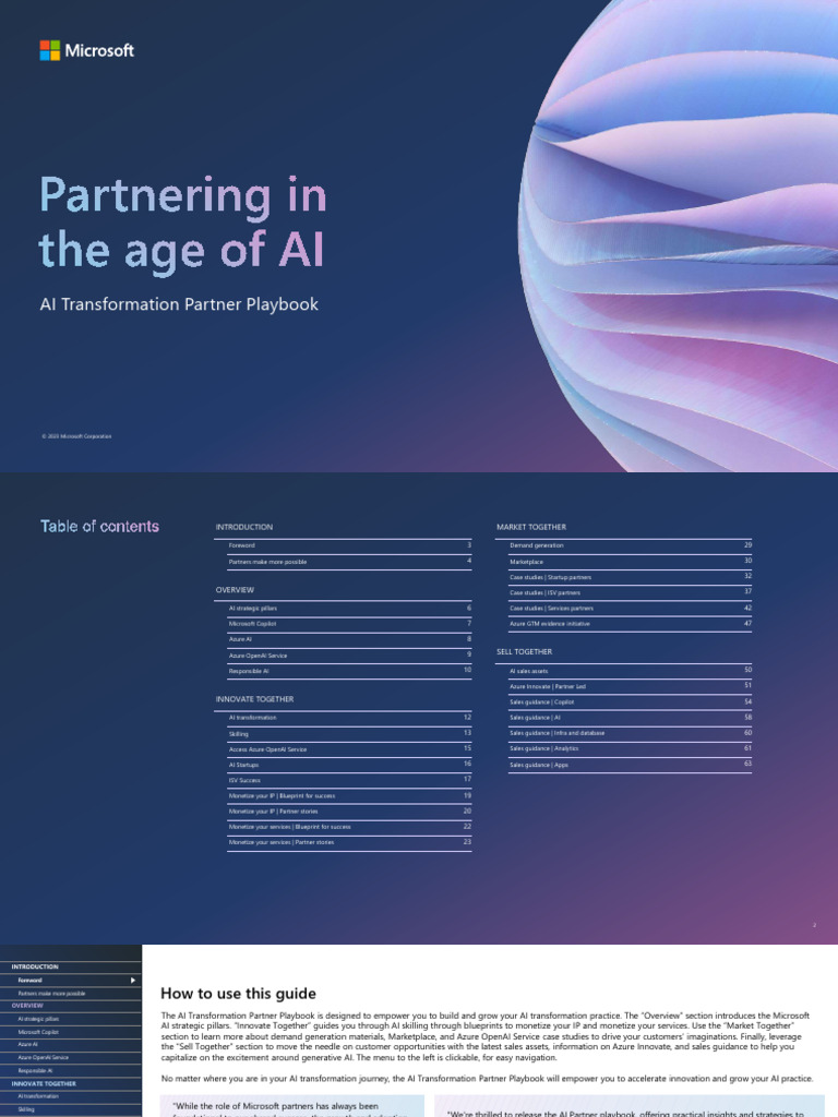 Microsoft AI Transformation Partner Playbook | Download Free PDF ...