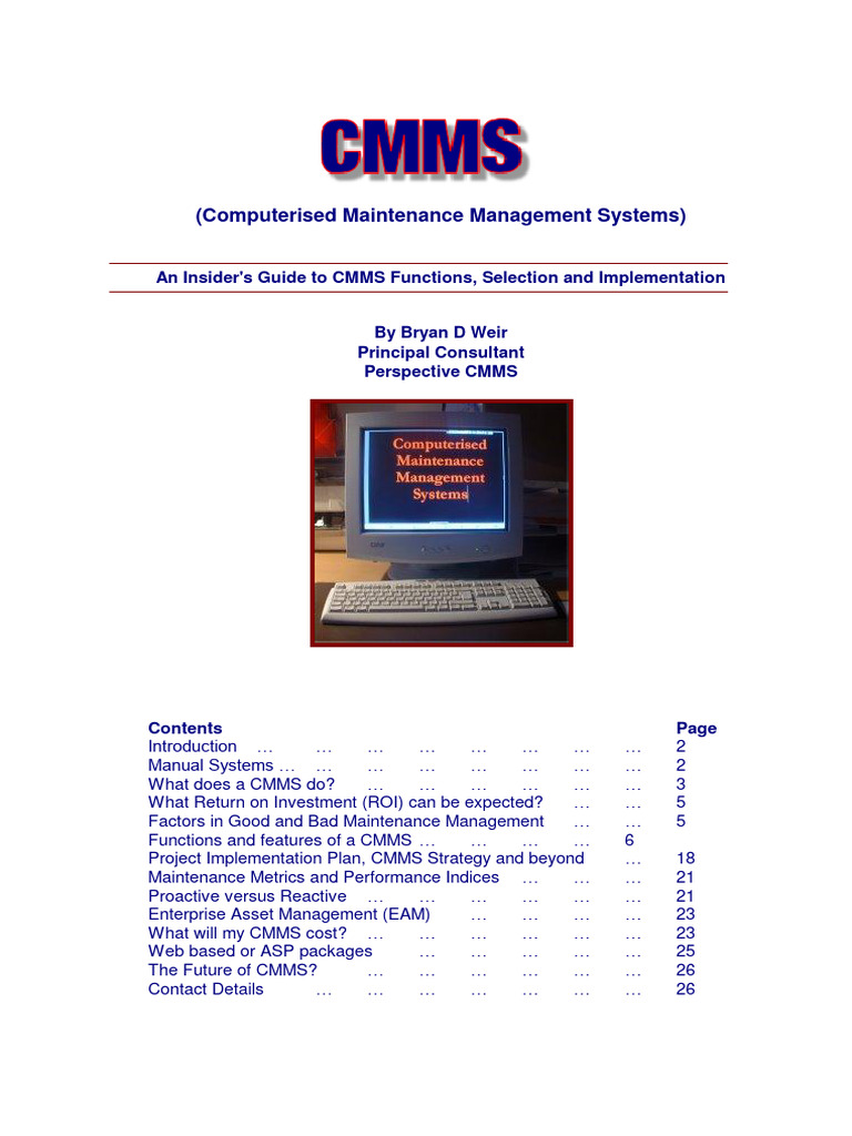 An Insider's Guide To CMMS Functions, Selection and Implementation | PDF
