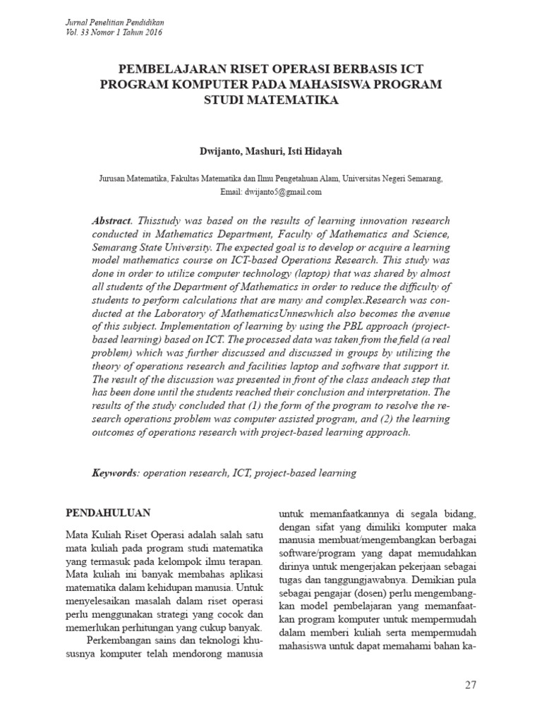 ID Pembelajaran Riset Operasi Berbasis Ict | PDF | Intelligence | Science