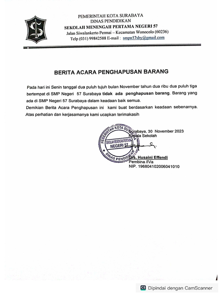 Berita Acara Penghapusan Barang | PDF