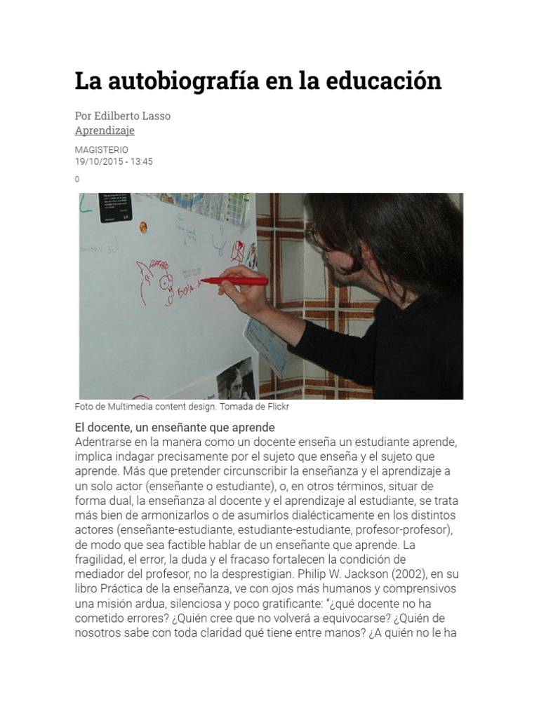Autobiografía y educación docente | PDF | Autobiografías | Enseñando