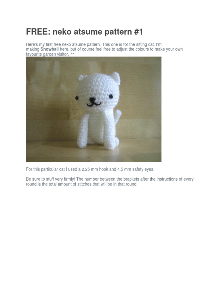 FREE Neko Atsume Pattern 1 | PDF | Textile Arts | Textiles