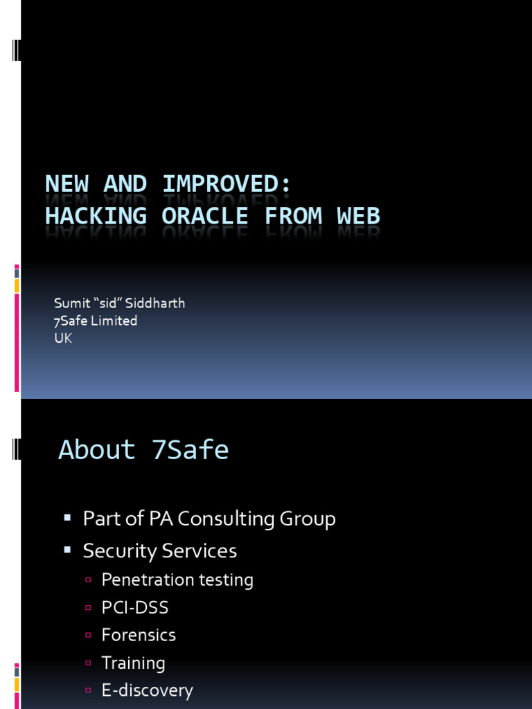 ASDC12-New and Improved Hacking Oracle From Web | PDF | Sql | Microsoft Sql Server