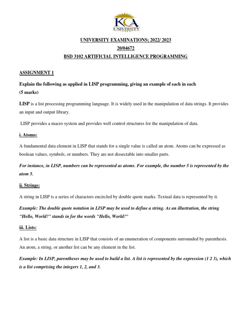 AI Programming CAT 1 N CAT 2 Muchiri | PDF | Computer Programming | Programming